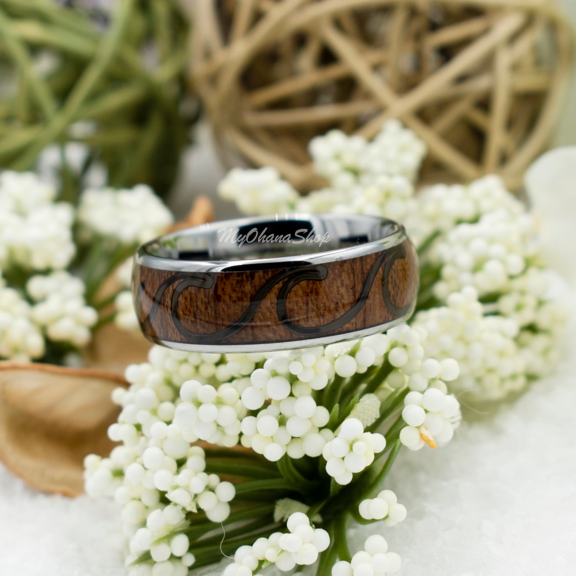 Tungsten Koa Wood Wave Ring for Men Women Girls & Boys. 8mm - Etsy