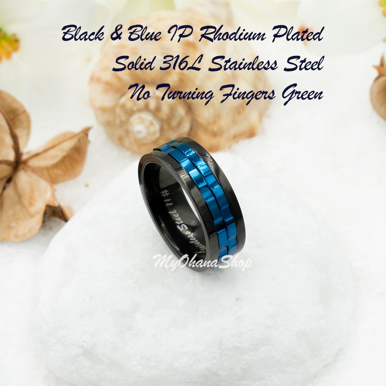 Black Stainless Steel Fidget Spinner Ring for Men & Women. - Etsy