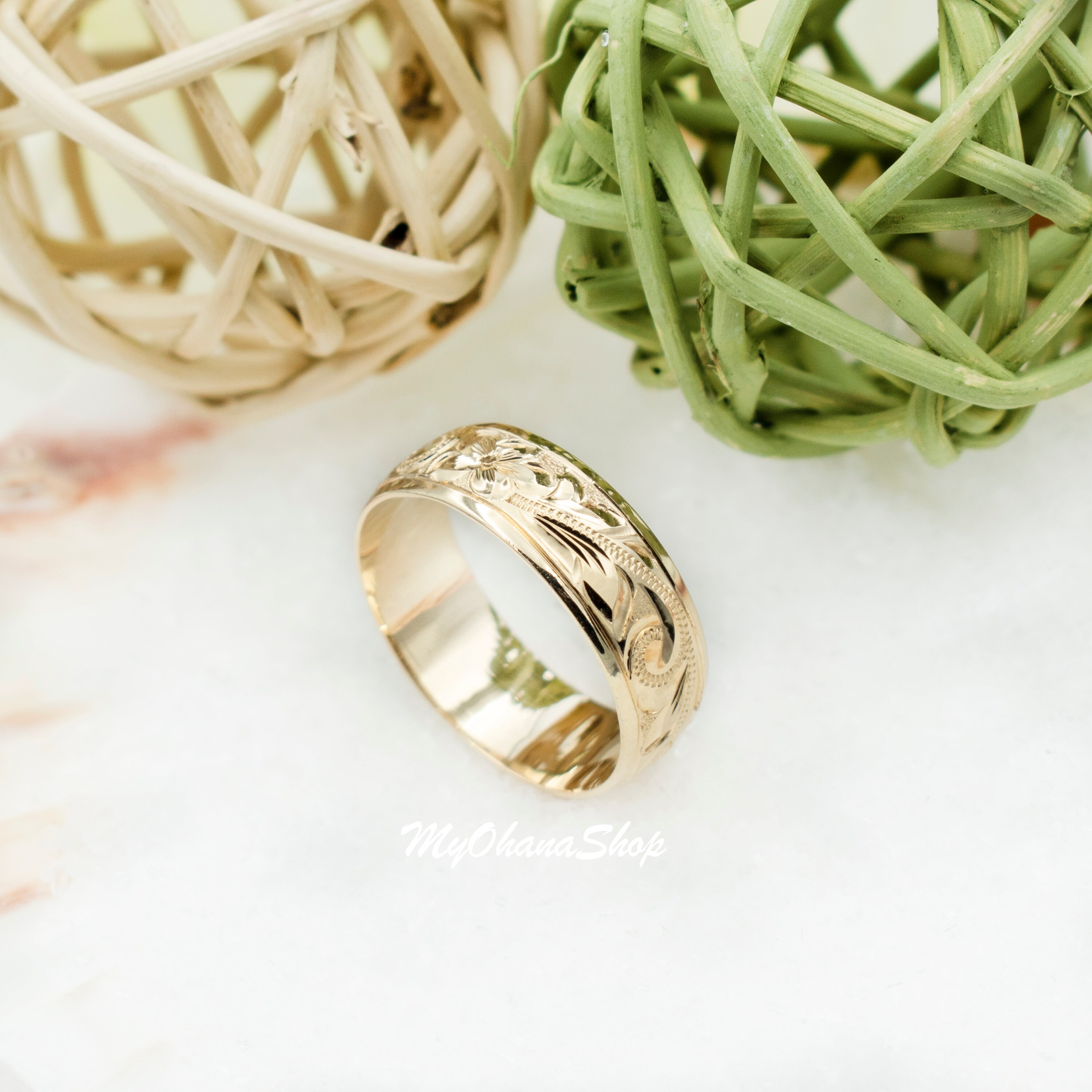 14K Gold Personalized Hawaiian Ring For Men Women. Hand | Etsy