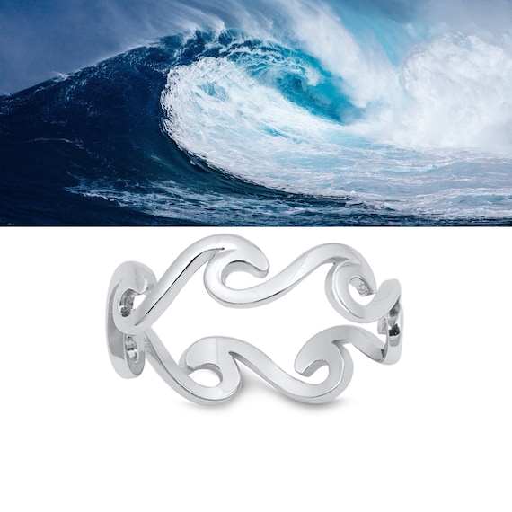 Sterling Silver Ocean Wave Ring Surfing Thumb Pinky Midi - Etsy