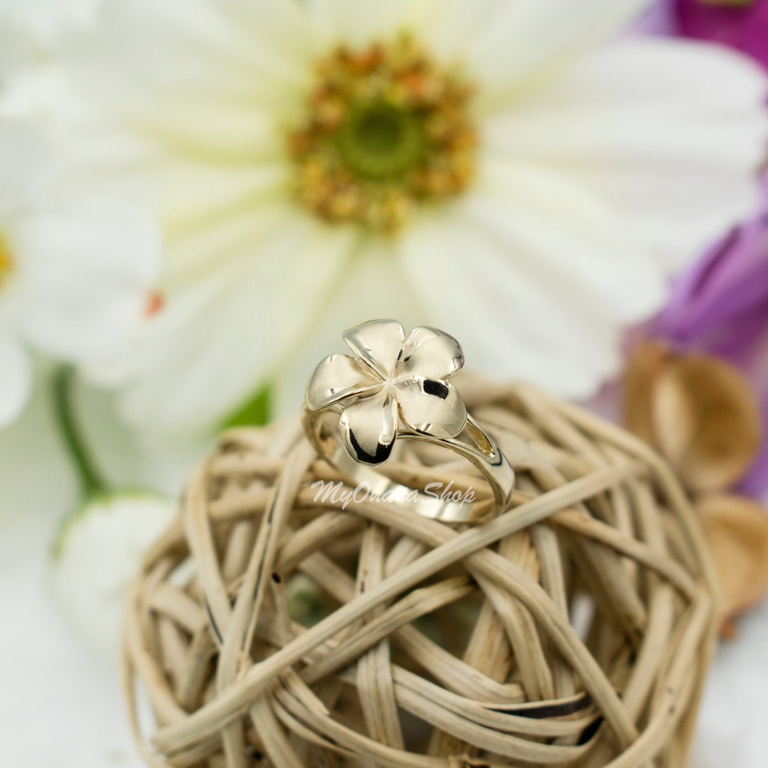 14K Gold Plumeria Ring for Women. Hawaiian Gold Plumeria Jewelry ...