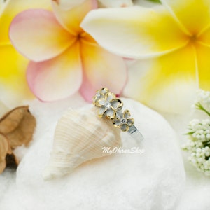 925 Sterling Silver Plumeria Ring for Women. Hawaiian Flower Gold ...