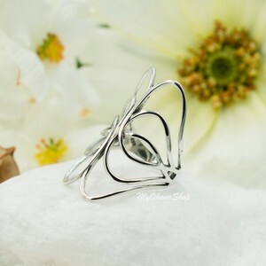 925 Sterling Silver Freeform Ring for Women. 35mm Long, Large Free Form ...