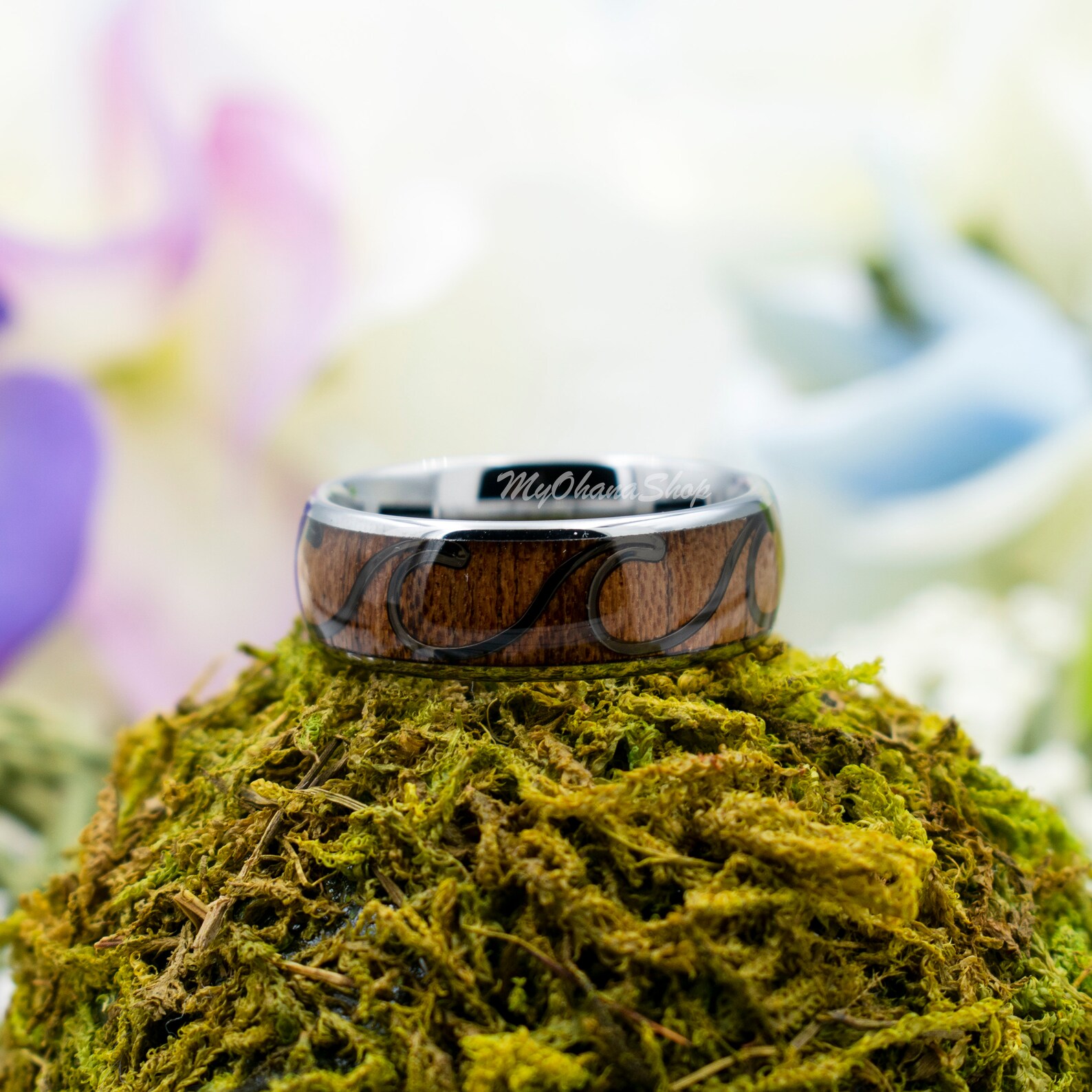 Tungsten Koa Wood Wave Ring for Men Women Girls & Boys. 8mm - Etsy