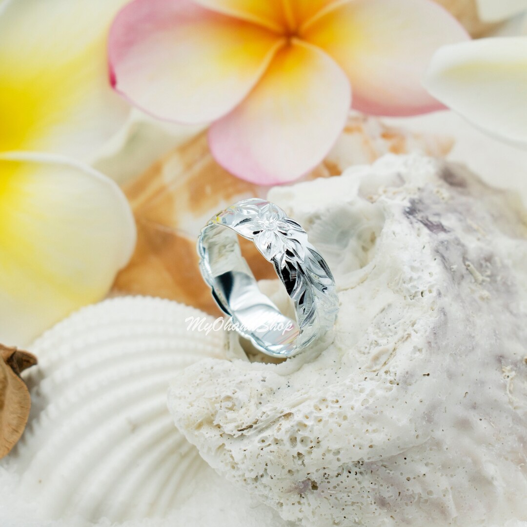 925 Sterling Silver Hawaiian Maile Lei Ring for Women, Girls. 8mm Hand ...