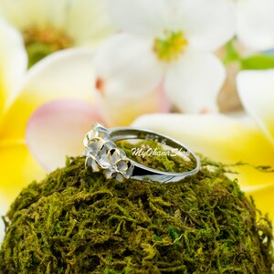 925 Sterling Silver Plumeria Ring for Women. Hawaiian Flower Gold ...