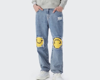 Smiley Face Jeans - Etsy
