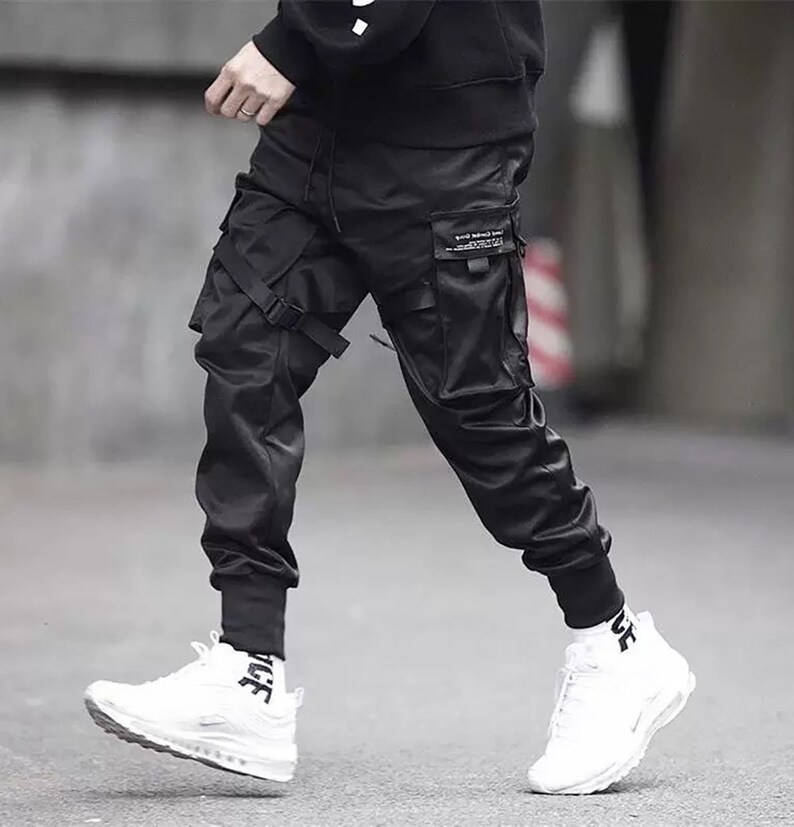 Techwear Pants Men Cyberpunk Black Harem Streetwear Futuristic Etsy