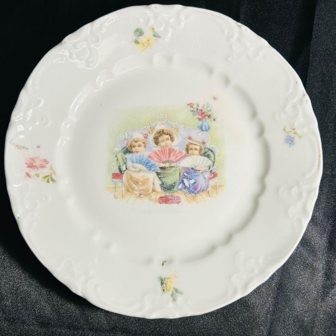 Antique Porcelain Girls With Fans Decorative Plate - Etsy