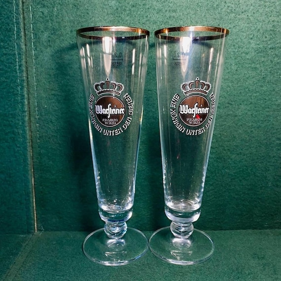 9” tall Warsteiner Beer Flute Glass 0.03L with Gold Rim Pint Glasses ...