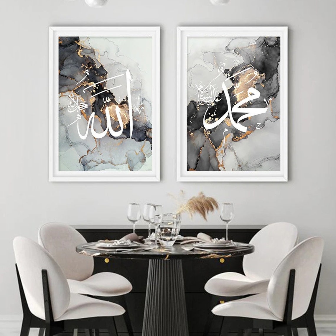 Islamic Wall Art Gallery Set Collection Marble White Islamic - Etsy