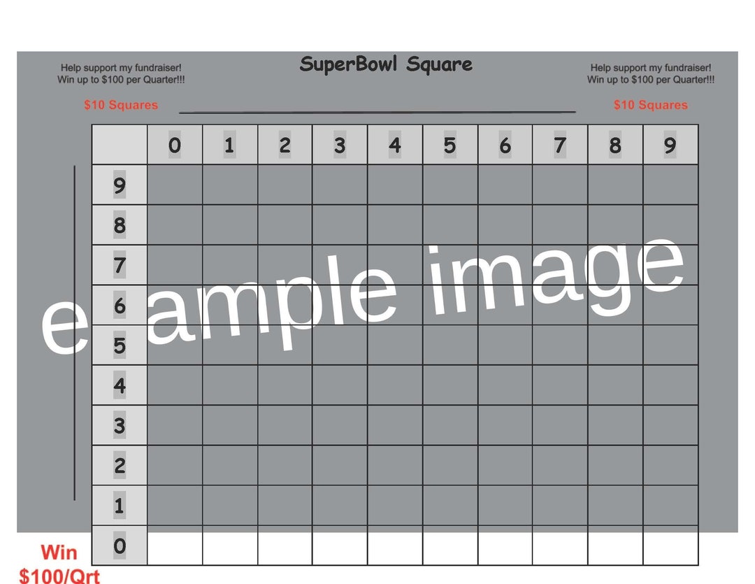 Superbowl Squares Digital File for Fundraising - Etsy