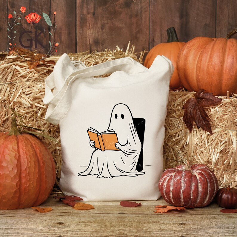 Spooky Boo Ghost Reading Book SVG ,halloween Book Lover SVG, Librarian ...