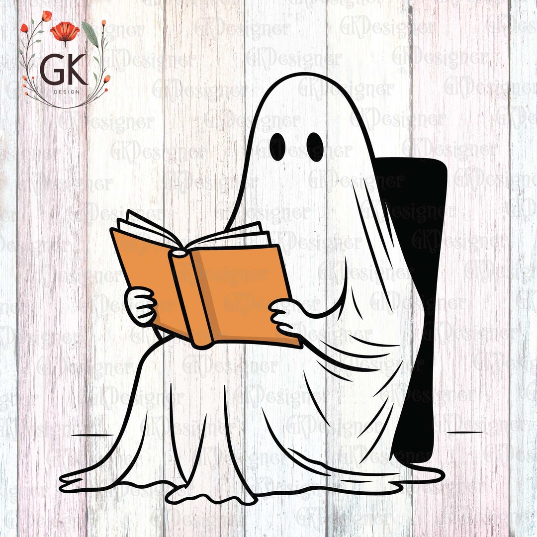Spooky Boo Ghost Reading Book SVG ,halloween Book Lover SVG, Librarian ...