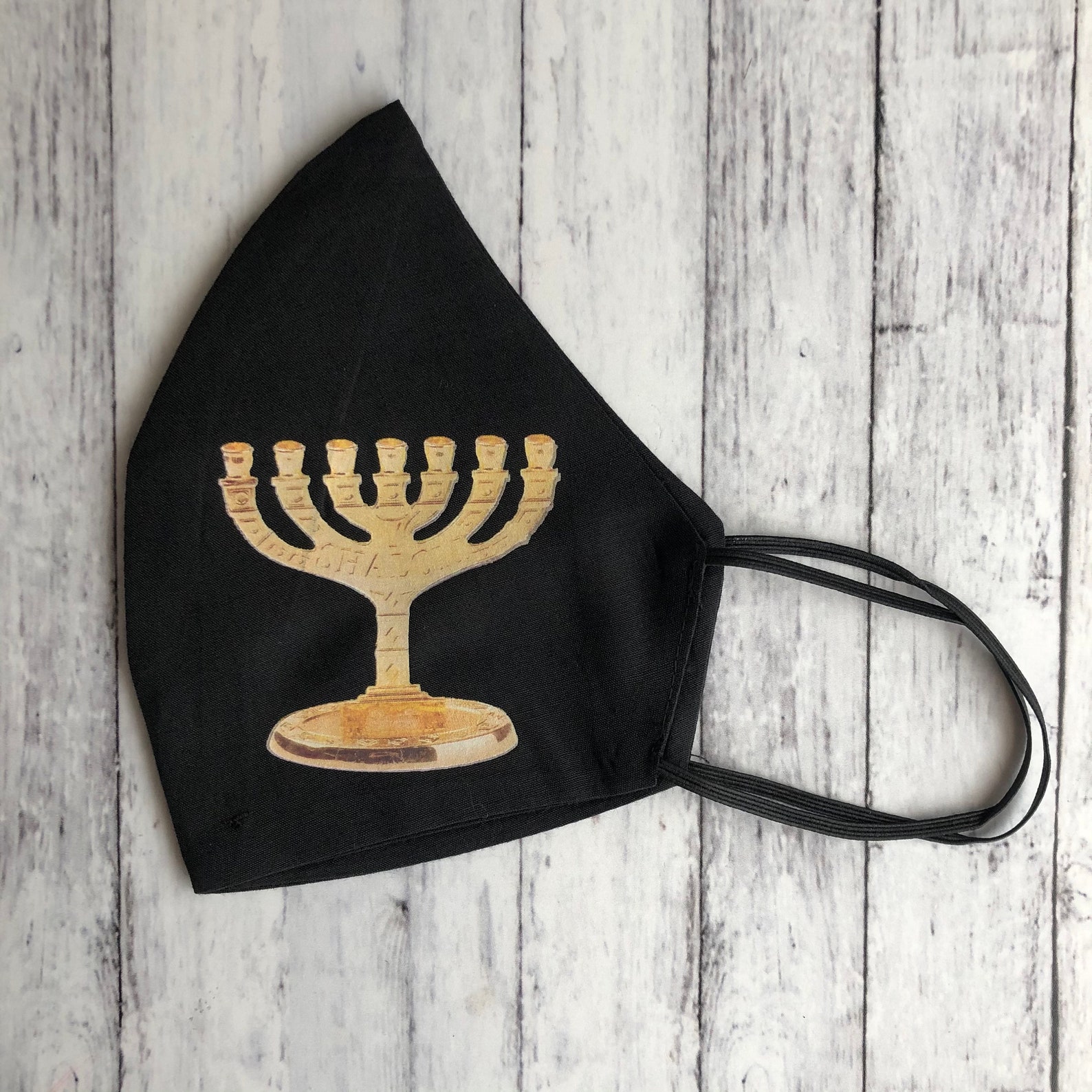 Adult Face Mask| BLACK | Christian Religious | Hanukkah Menorah - Etsy