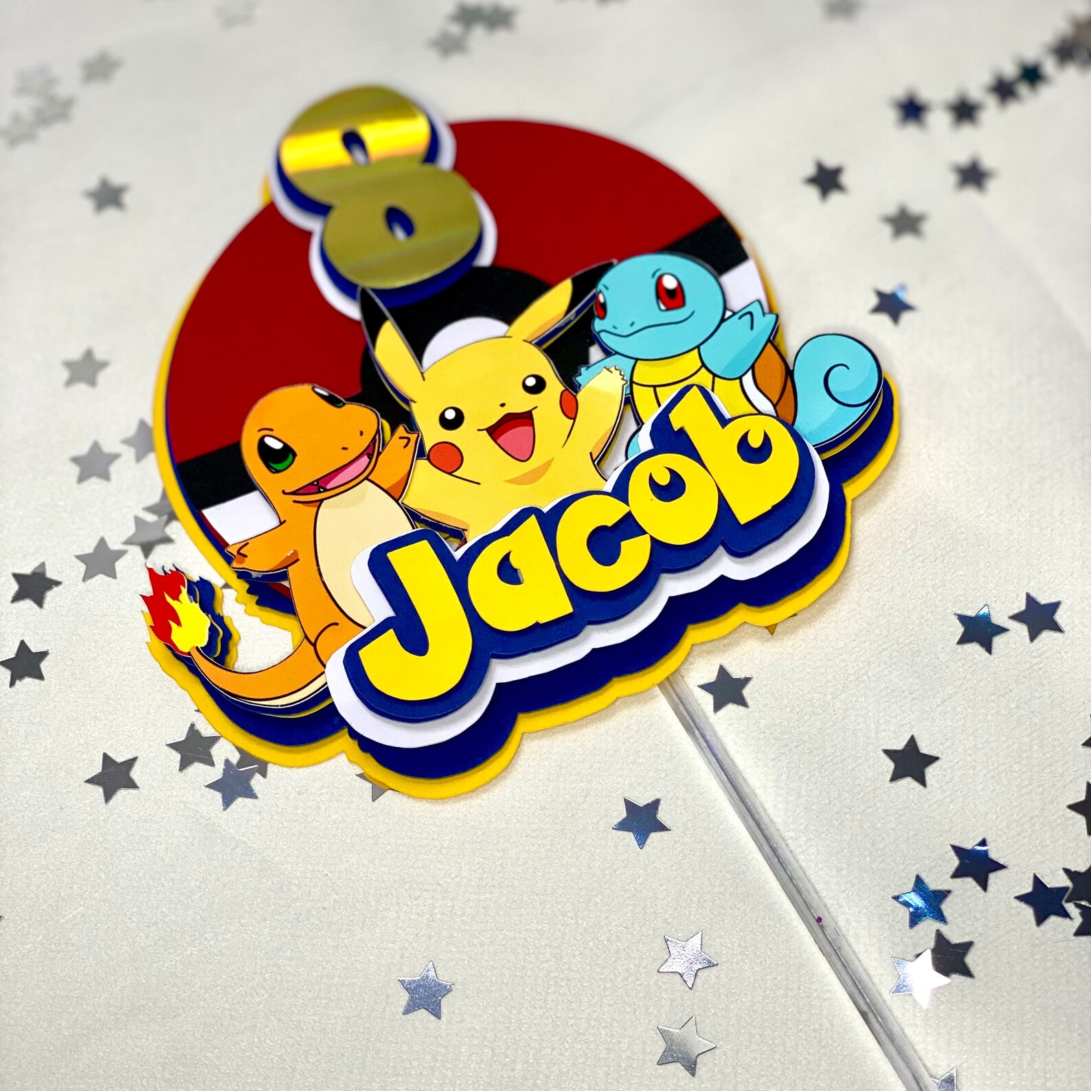 Personalised Pokemon Pokeball 3D Cake Topper ANY AGE NAME | Etsy