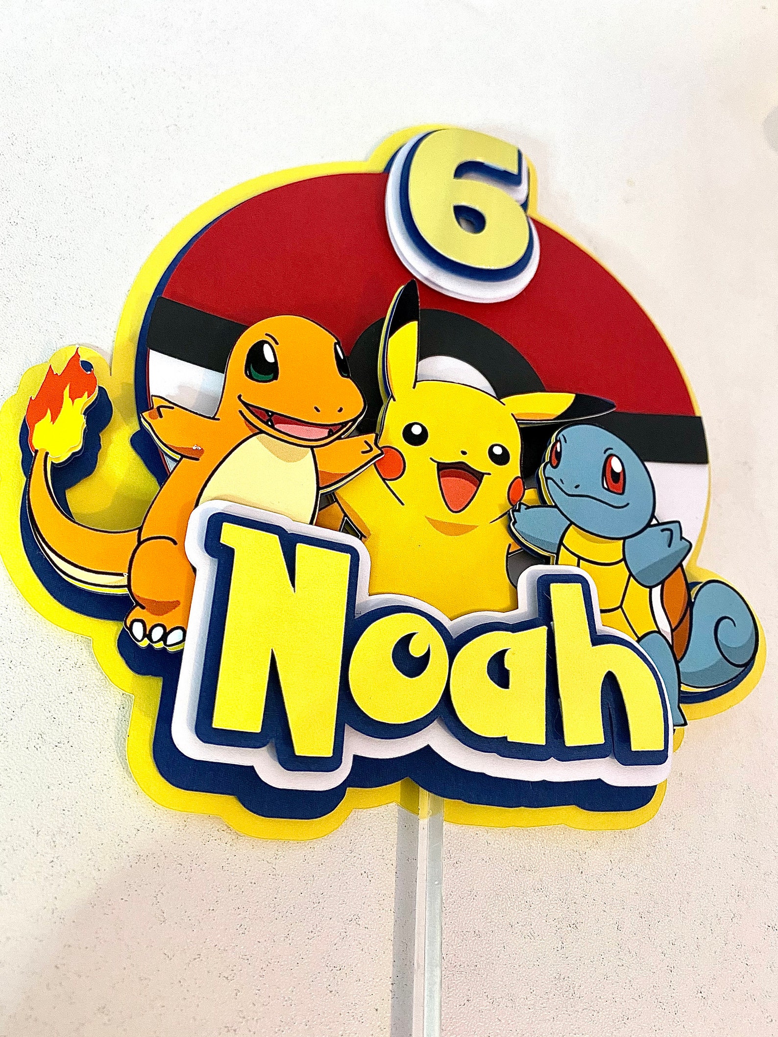 Personalised Pokemon Pokeball 3D Cake Topper ANY AGE NAME | Etsy