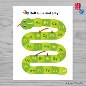 2 Printable Alphabet Board Games for Kids - Etsy
