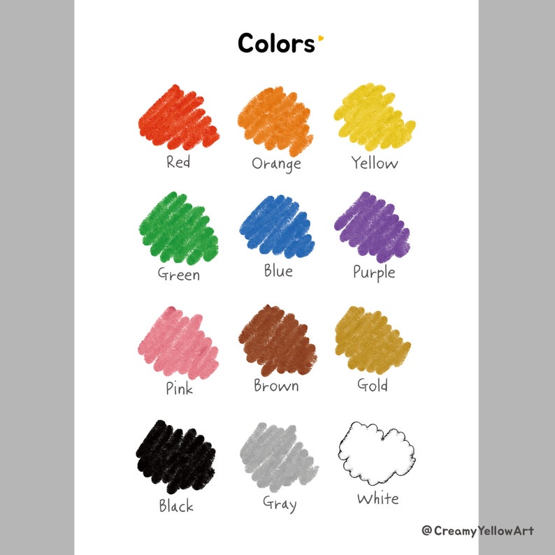 Printable Colors Poster for Kids Room, Classroom, and Nursery - Etsy