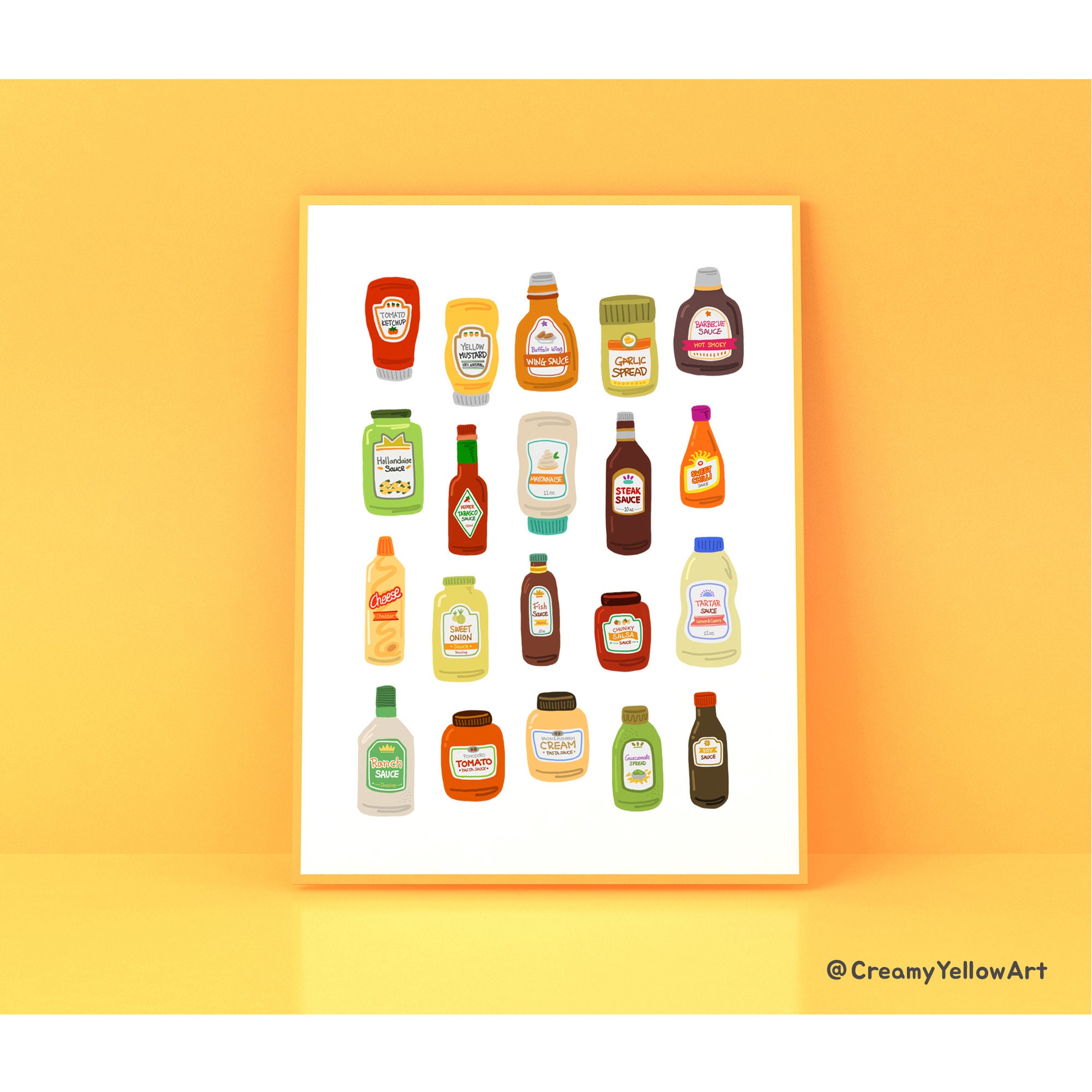 Printable Sauce Illustration Wall Art for Kitchen and Dining Room - Etsy