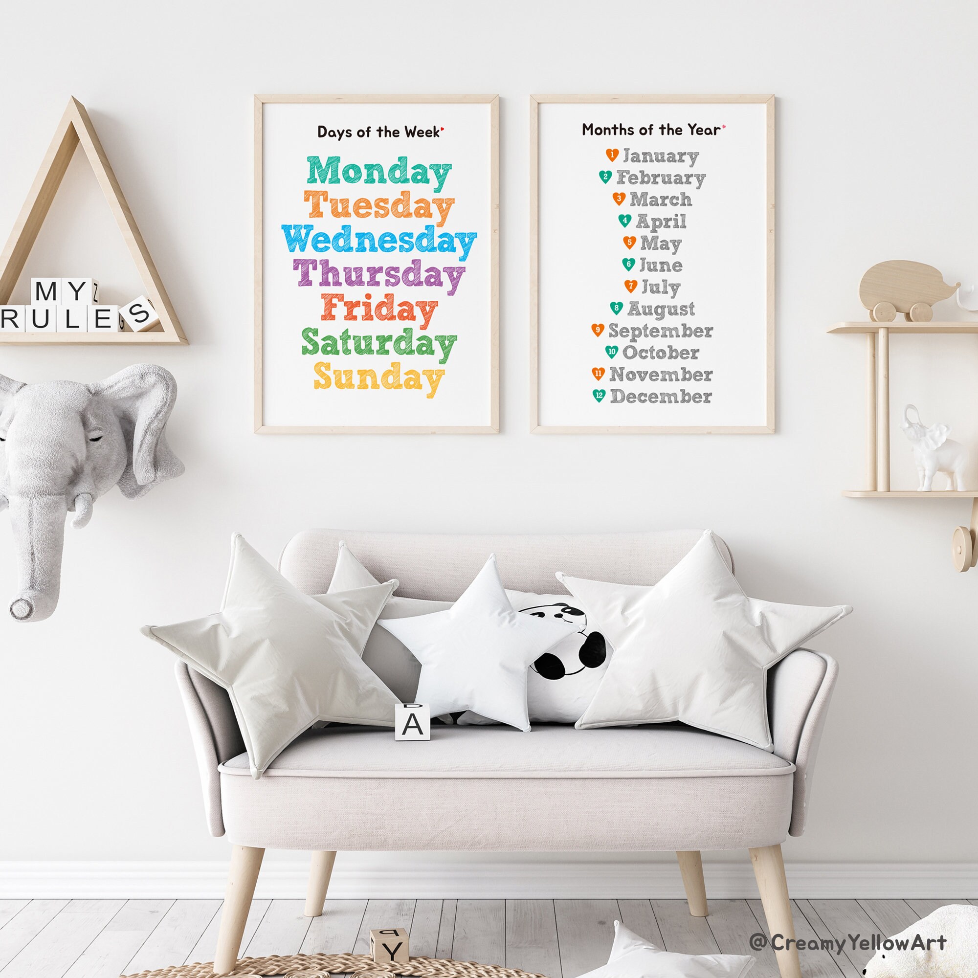 Printable Days & Months Posters for Kids Room, Classroom, and Nursery ...
