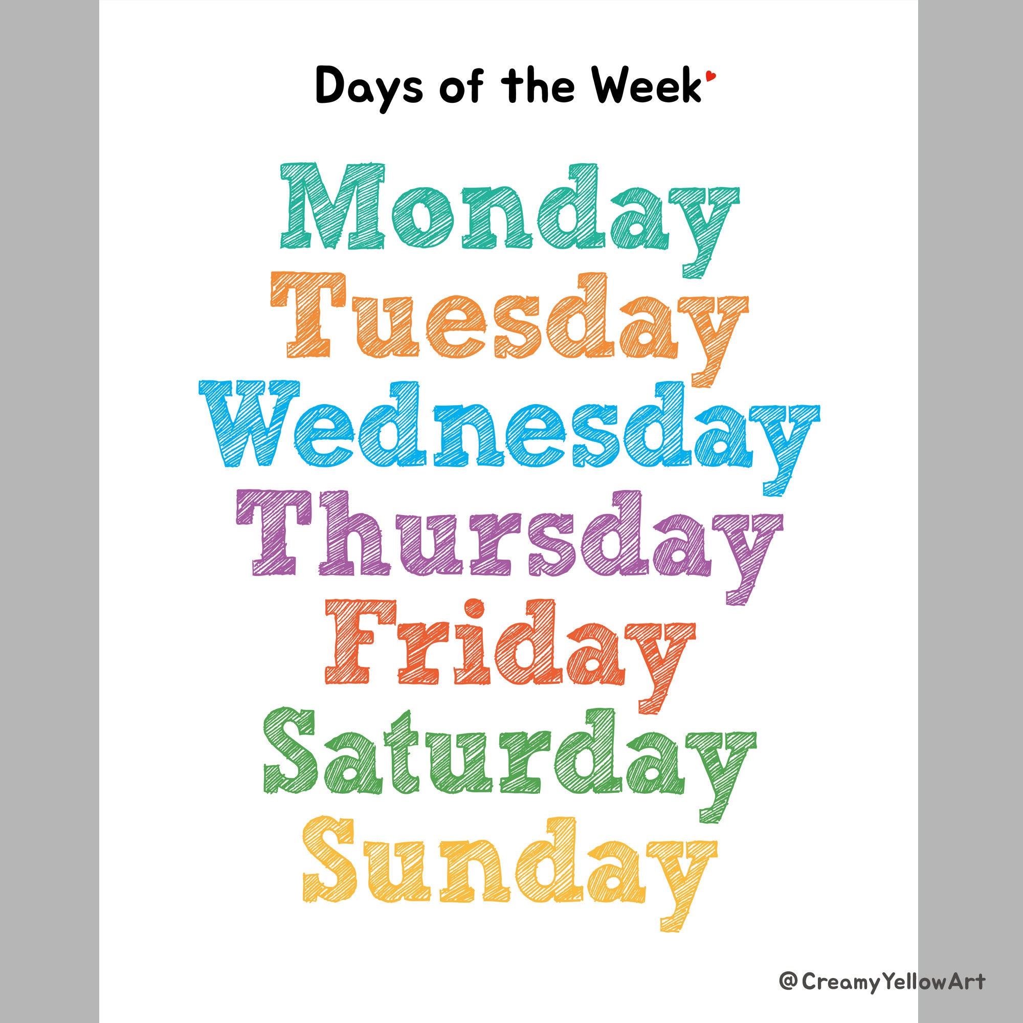 Printable Days & Months Posters for Kids Room, Classroom, and Nursery ...