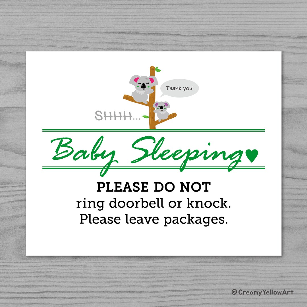 Printable Baby Sleeping Sign, Do Not Disturb Door Sign - Etsy