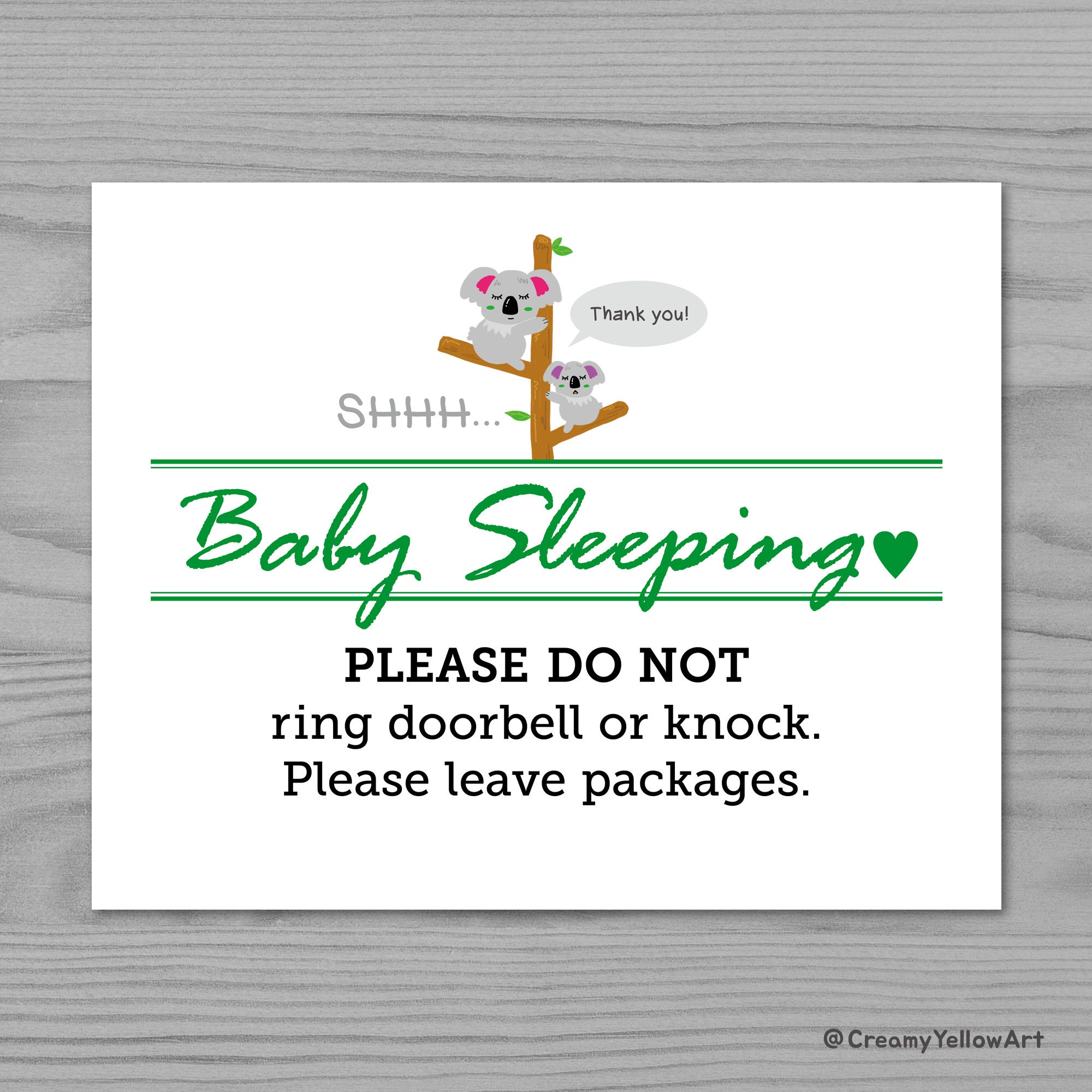Printable Baby Sleeping Sign, Do Not Disturb Door Sign - Etsy