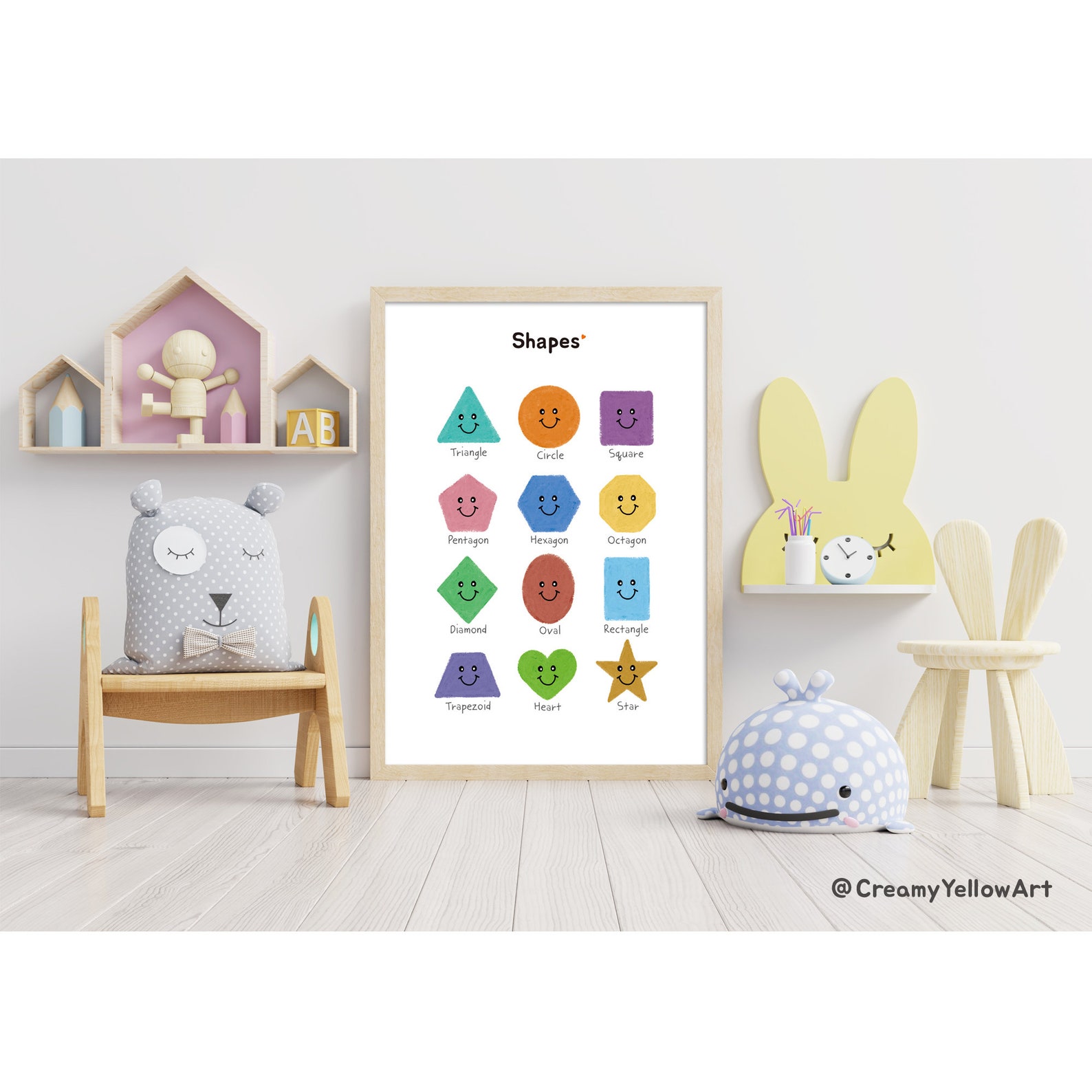 Printable Shapes Poster for Kids Room, Classroom, and Nursery - Etsy