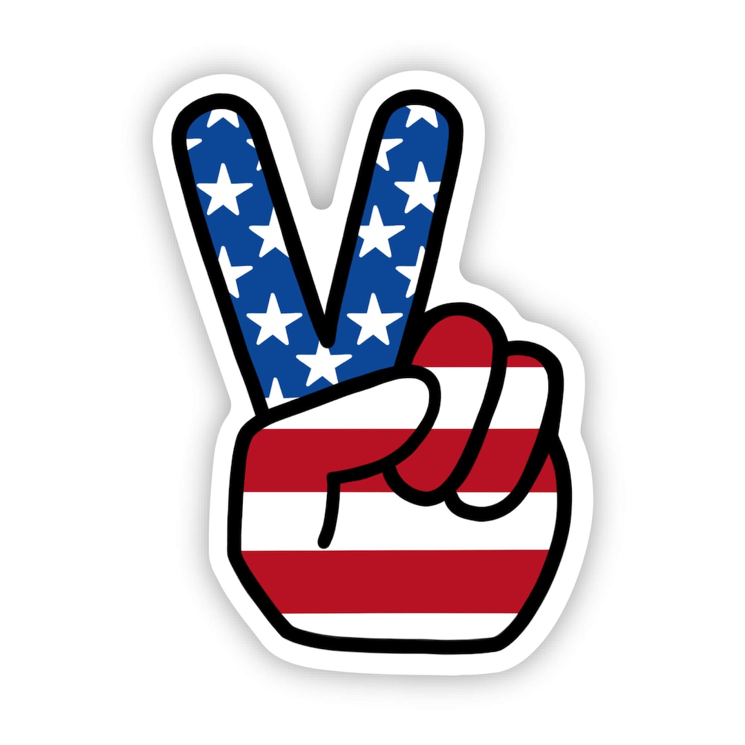 American Flag Peace Fingers Sticker | 4th of July | USA - Etsy