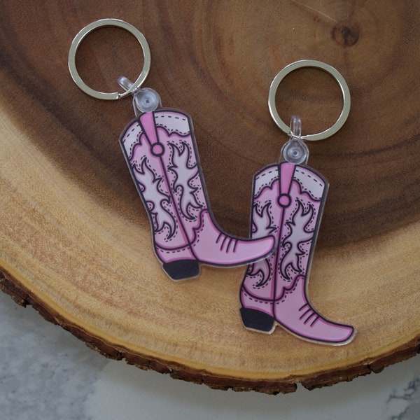 Cowgirl Boot Keychain - Etsy
