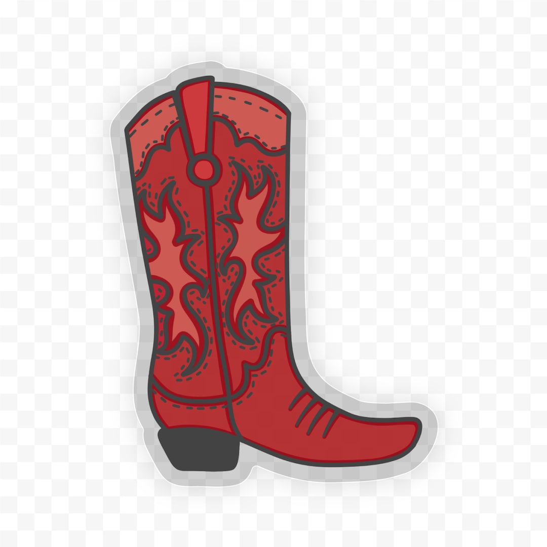Red Cowboy Boot Sticker | Waterproof and Dishwasher Safe - Etsy