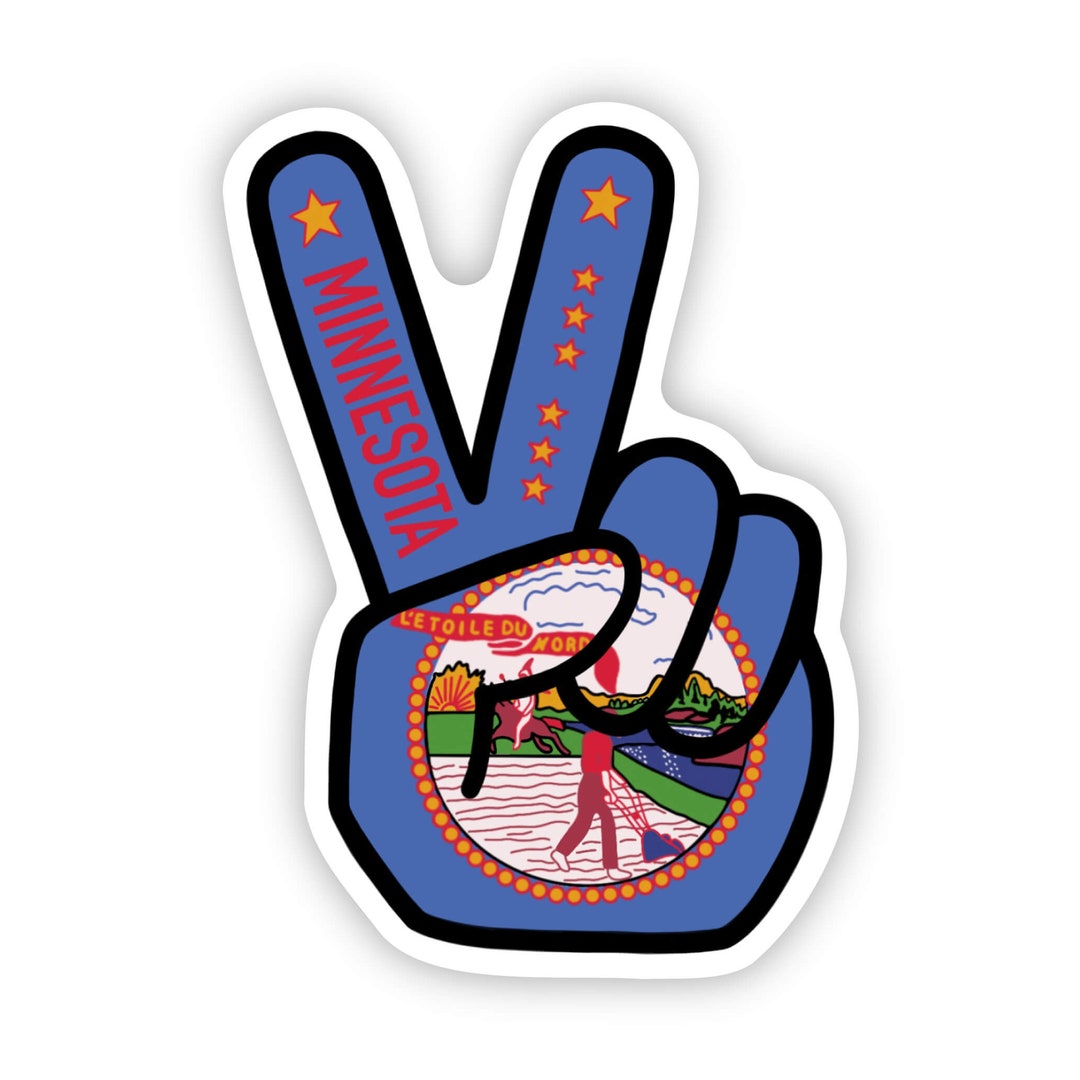 Minnesota Flag Peace Fingers Sticker - Etsy