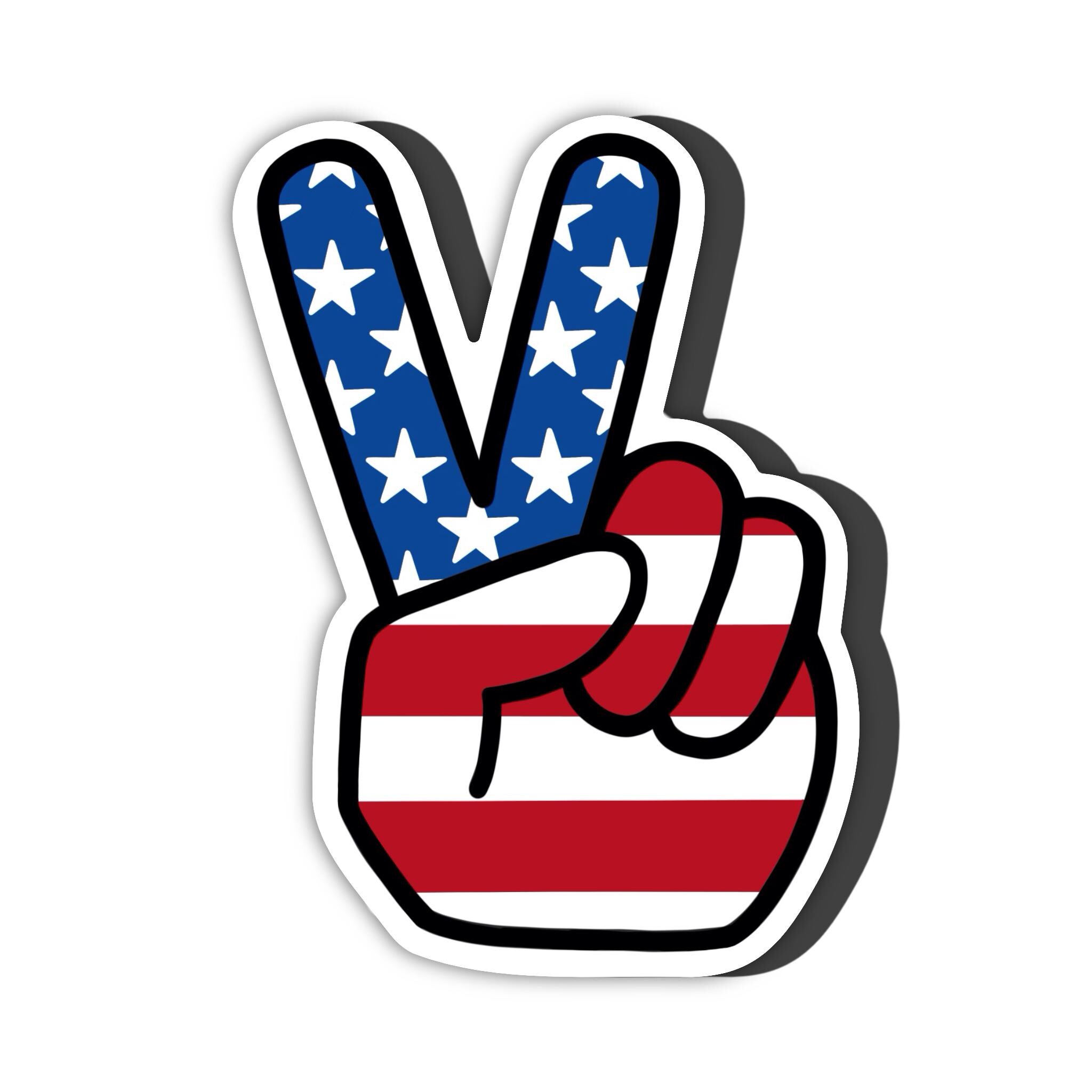 American Flag Peace Fingers Sticker or Magnet | 4th of July | USA - Etsy