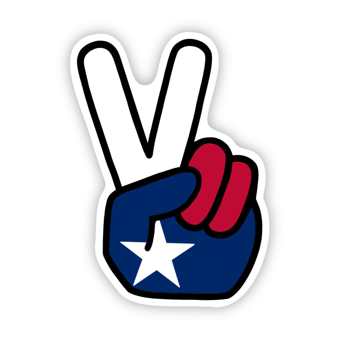 Texas Flag Peace Fingers Sticker - Etsy