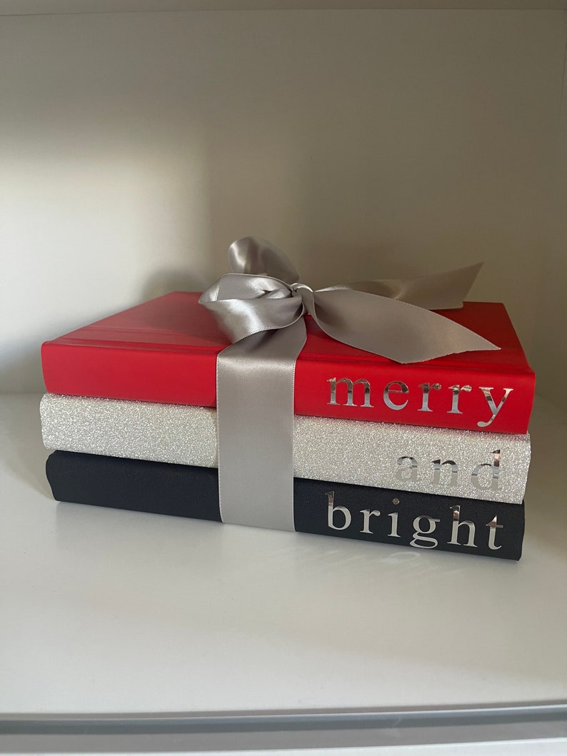 Christmas Book Stack | Winter Decor | Christmas Gifts | Holiday Decor ...