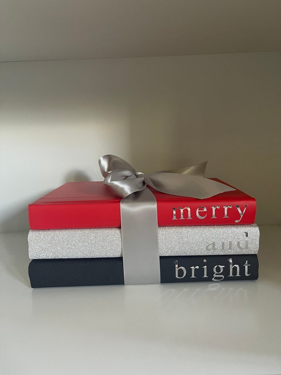 Christmas Book Stack Winter Decor Christmas Gifts | Etsy