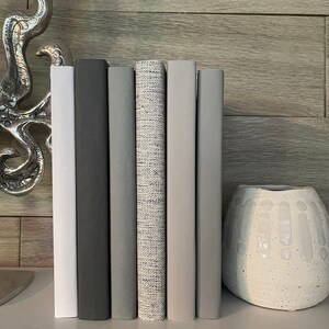 Set of 6 Neutral Decorative Books | Textured Gray Book Decor | Staging ...