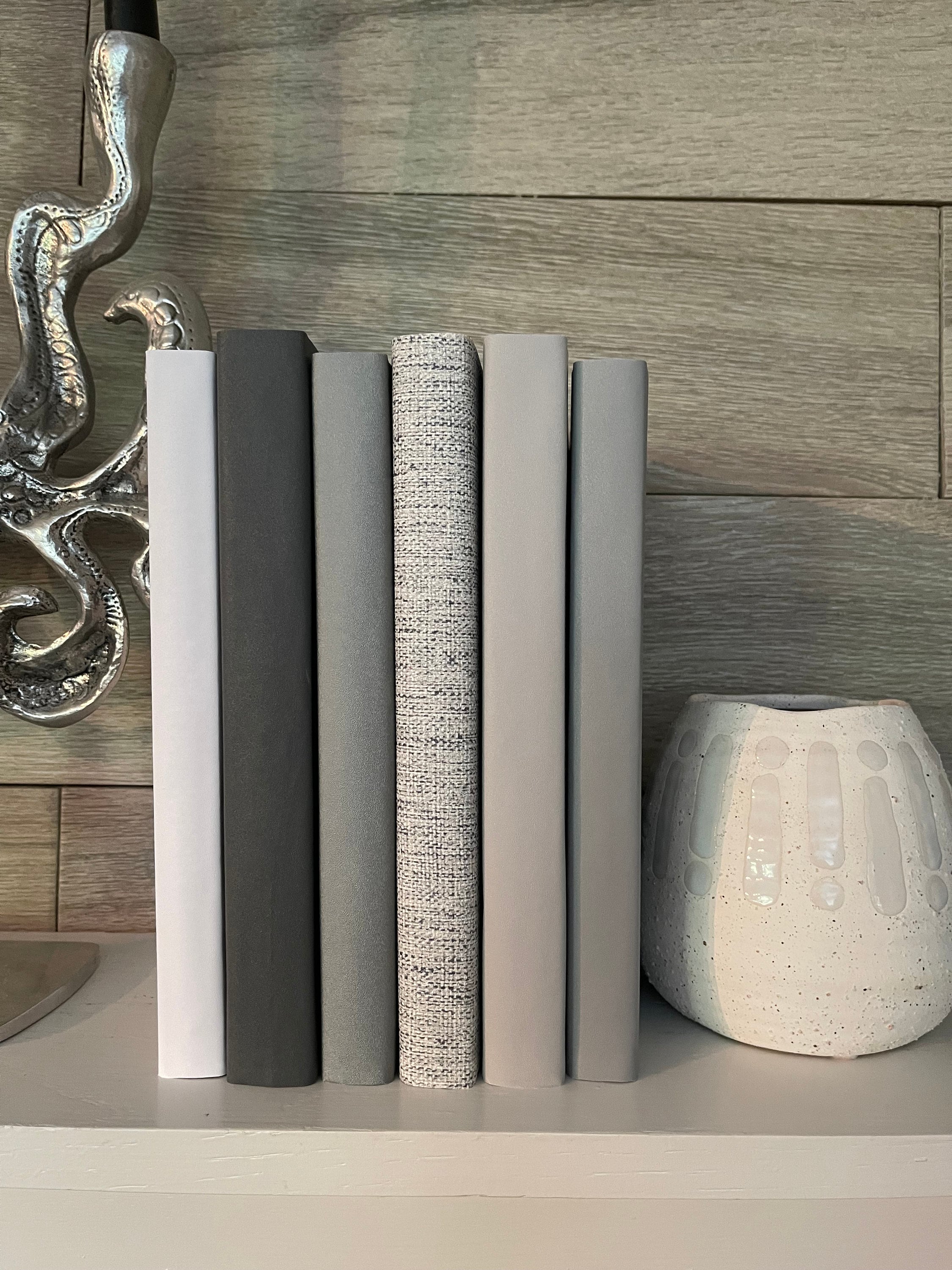 Set of 6 Neutral Decorative Books | Textured Gray Book Decor | Staging ...