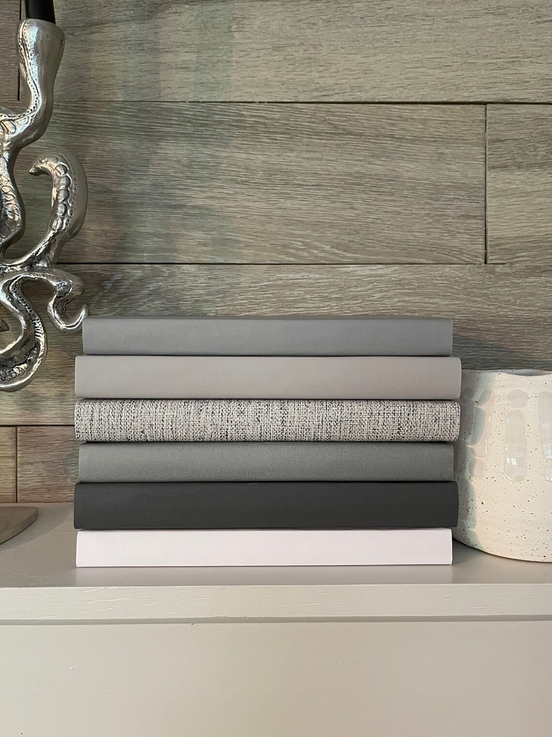 Set of 6 Neutral Decorative Books Textured Gray Book Decor - Etsy