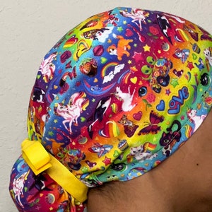 Rainbow Lisa Frank Surgical Scrub Cap Ponytail - Etsy