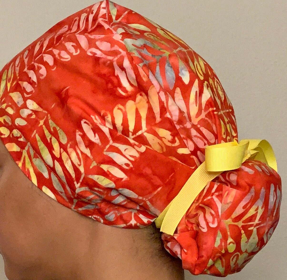 Red Batik Scrub Cap Ponytail - Etsy