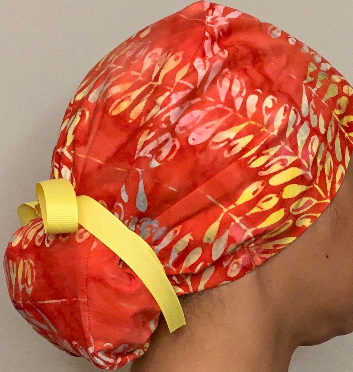 Red Batik Scrub Cap Ponytail - Etsy