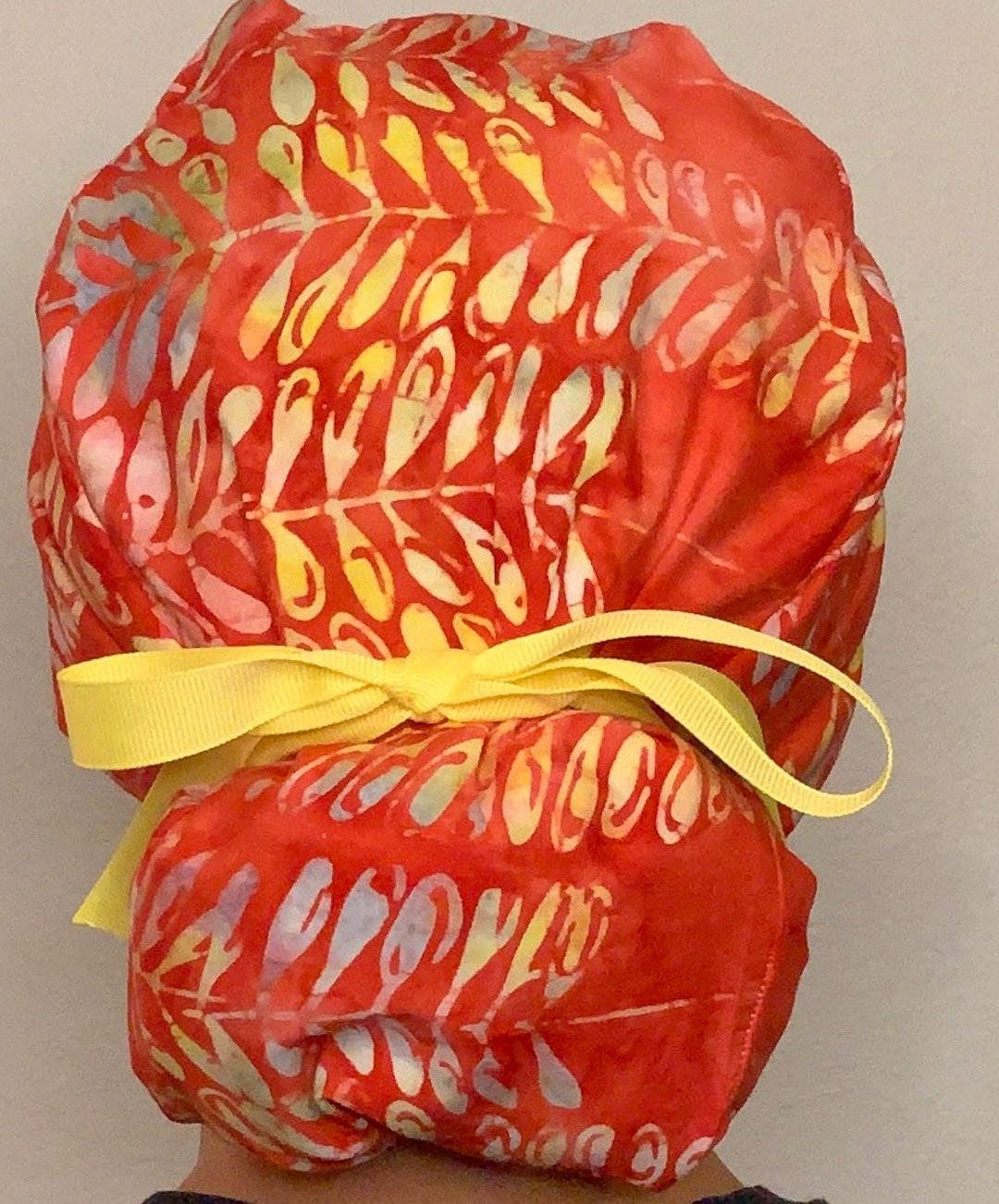 Red Batik Scrub Cap Ponytail - Etsy
