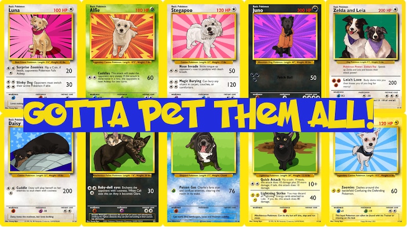 Your Pet in a Pokemon Card physical Pet Poke Card Custom | Etsy