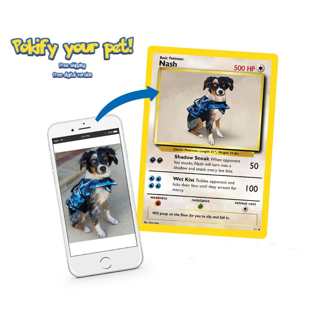 Your Pet Custom Pet Pokemon Card Pokepet Digital Printed Free - Etsy Canada