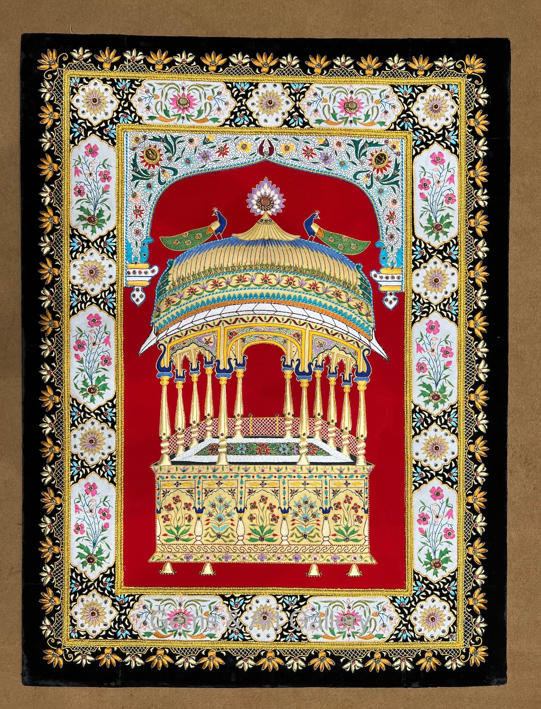 Made in India Royal Silk Jewel Art Wall Hanging | Hand Embroidered ...