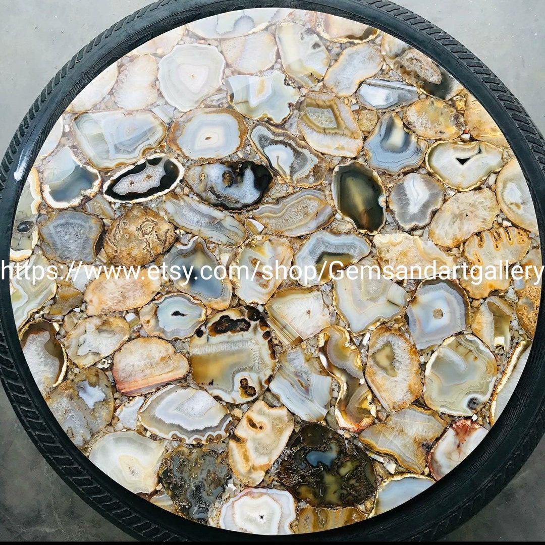 Round Natural Agate Table Top | Dining Table | Coffee Table ...