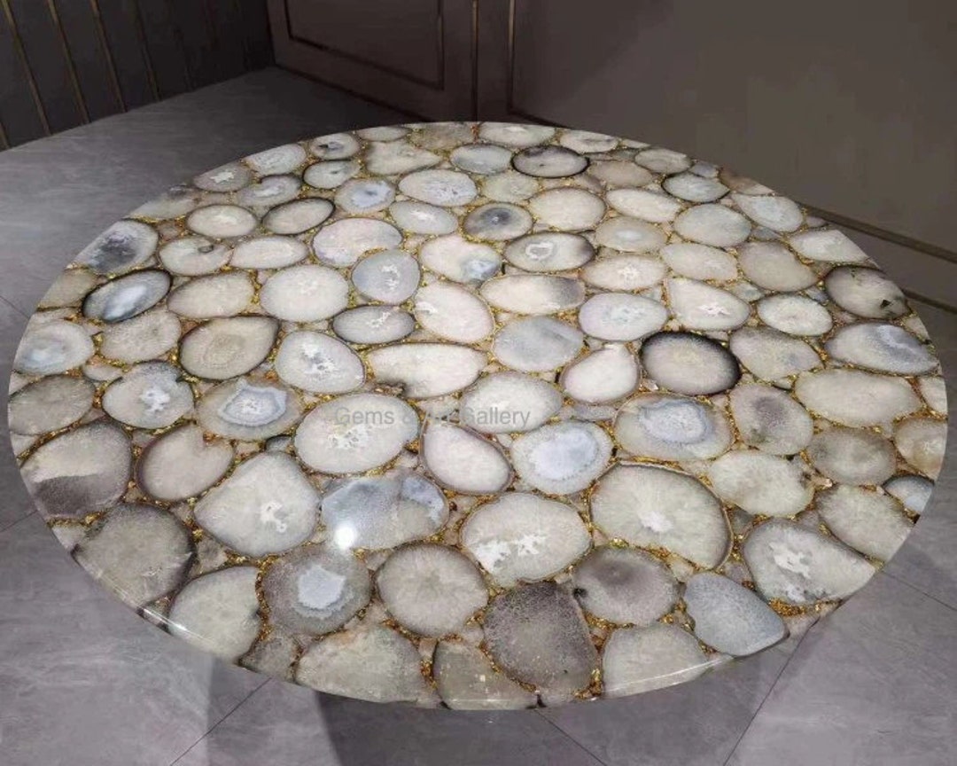 Round Agate Table Top / Dining Table / Coffee Table / Counter Tabletop ...