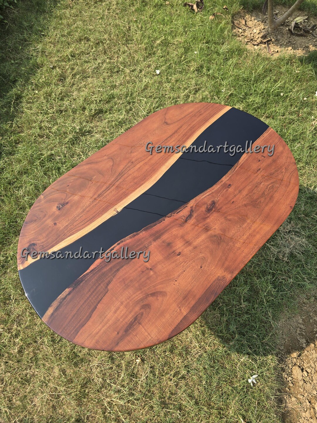 Clear Oval Epoxy Table Top With Acacia Wood | Dining | Coffee Table Top ...
